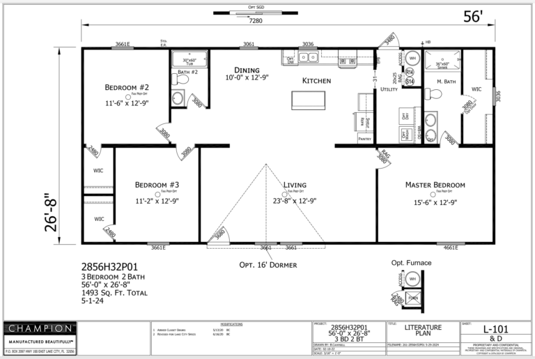 Perrine / 28 x 56 / 3 Bed 2 Bath (1,493 Sq Ft) – Diy Mobile homes